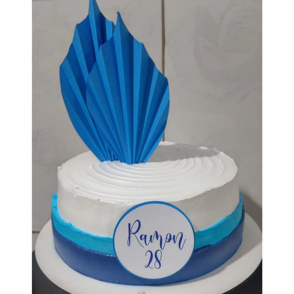 Topo de Bolo Festa Leque azul Personalizado | Shopee Brasil