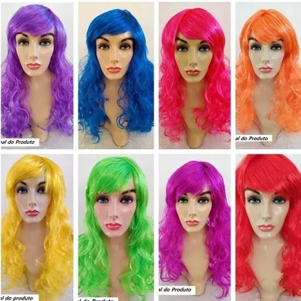 Peruca Longa Ondulada Colorida Para Fantasia | Shopee Brasil