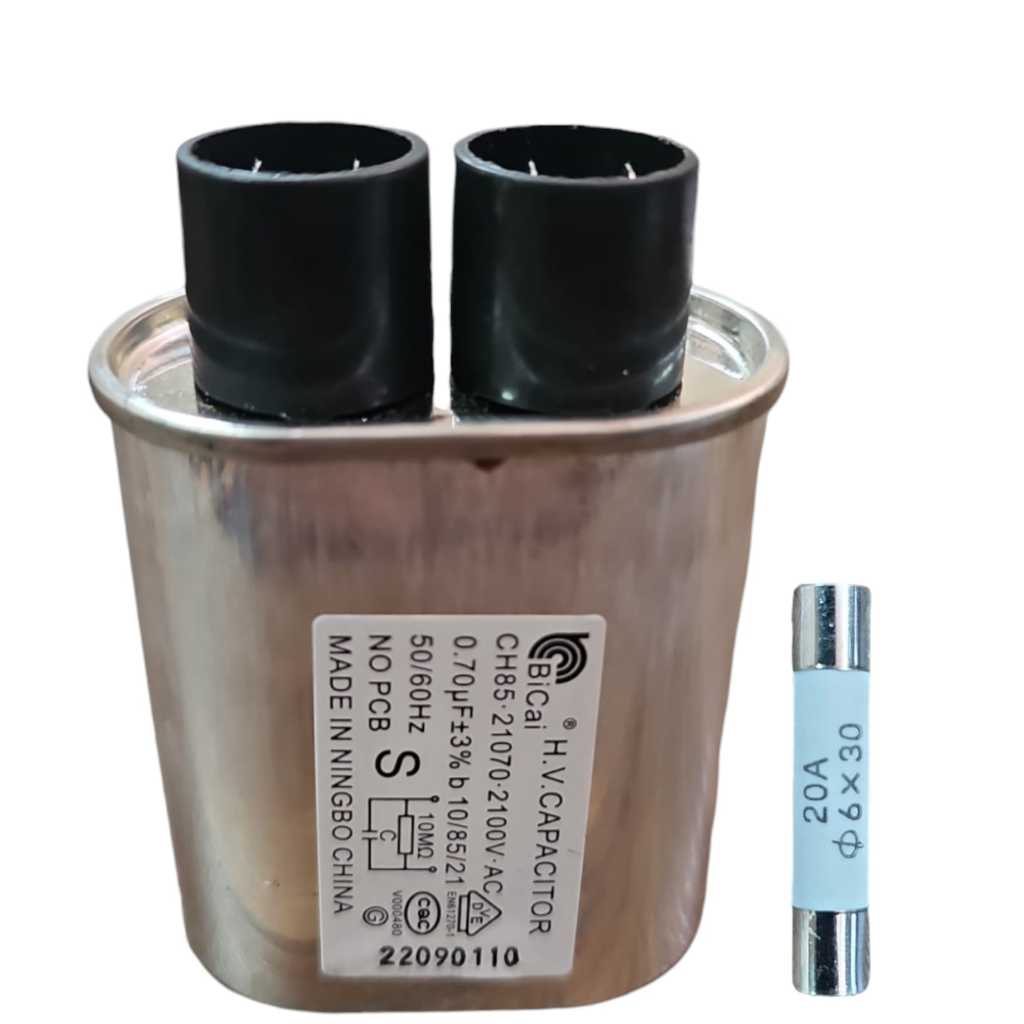 Capacitor BiCai 21070 0,70 uF 2100v + Fusível Para Microondas 20A ...