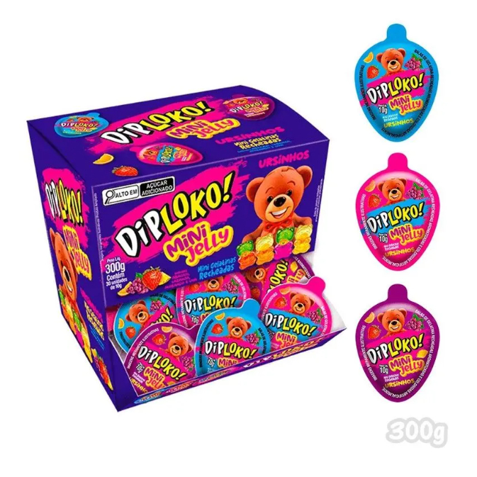 Dip Loko Mini Jelly URSINHOS Bala De Gelatinas Recheadas - Caixa 30 ...