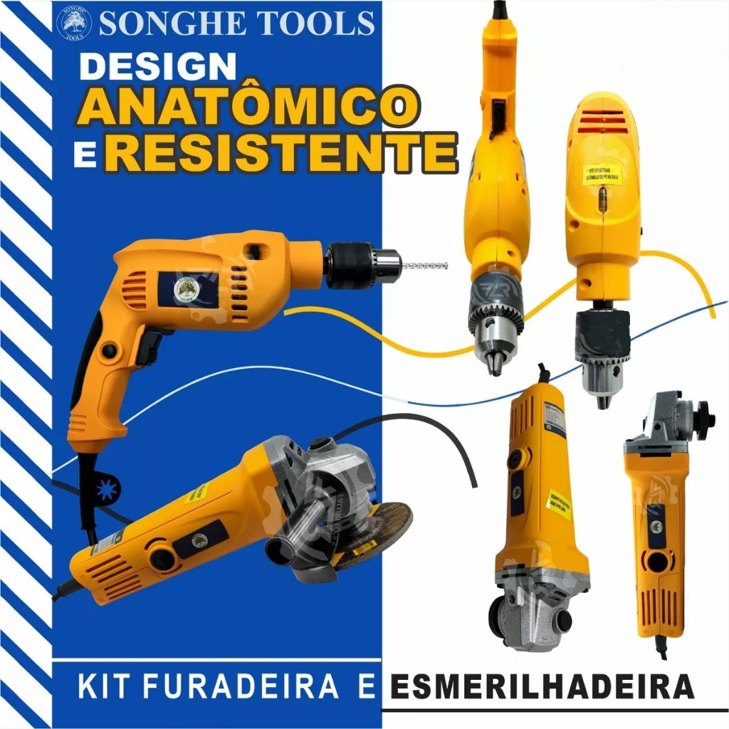 Kit Furadeira Parafusadeira E Lixadeira Esmerilhadeira Com 25 Peças E ...