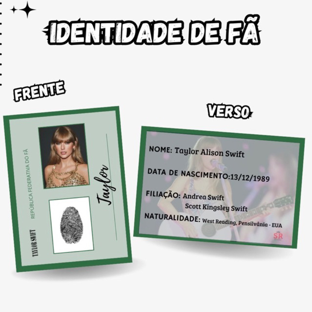 Identidade RG Taylor Swift The Eras Tour | Shopee Brasil