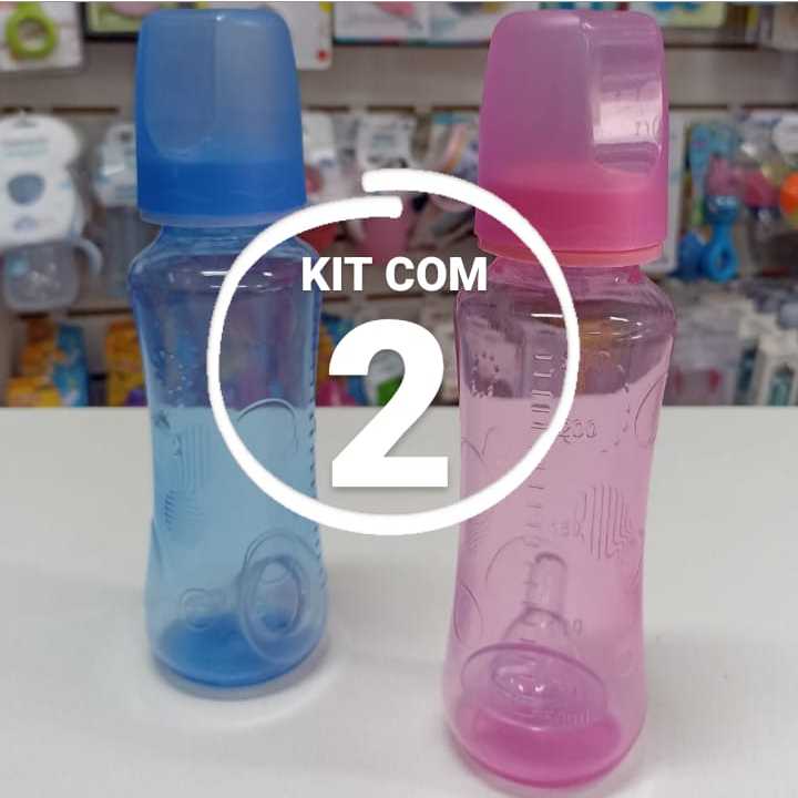 Kit com 2 Mamadeiras 240ml Bico Redondo | Shopee Brasil