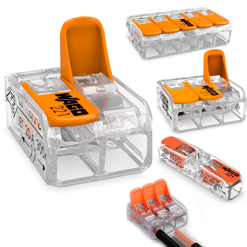 Conector Elétrico Emenda Wago 221 Original 1, 2, 3 e 5 vias - 4mm ...