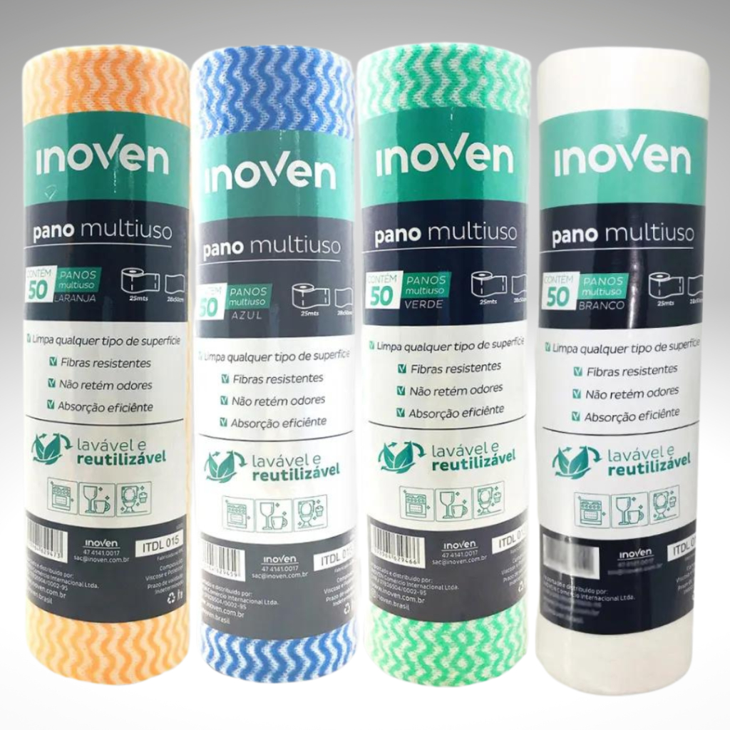 Pano Multiuso Bobina Tipo Perfex 28cm x 25mt Inoven Com 50 Panos ...