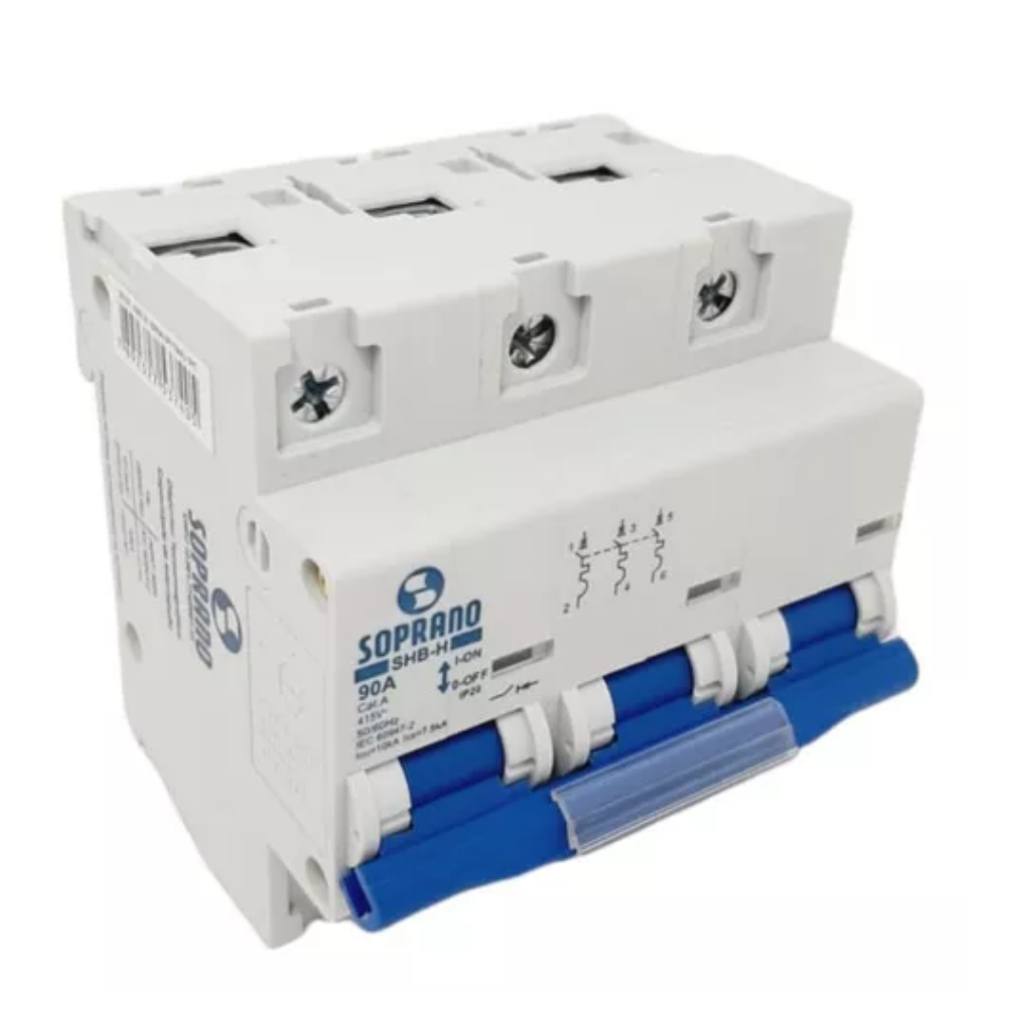 Disjuntor 90a Din Tripolar 3 Polos Curva C 10ka Soprano | Shopee Brasil