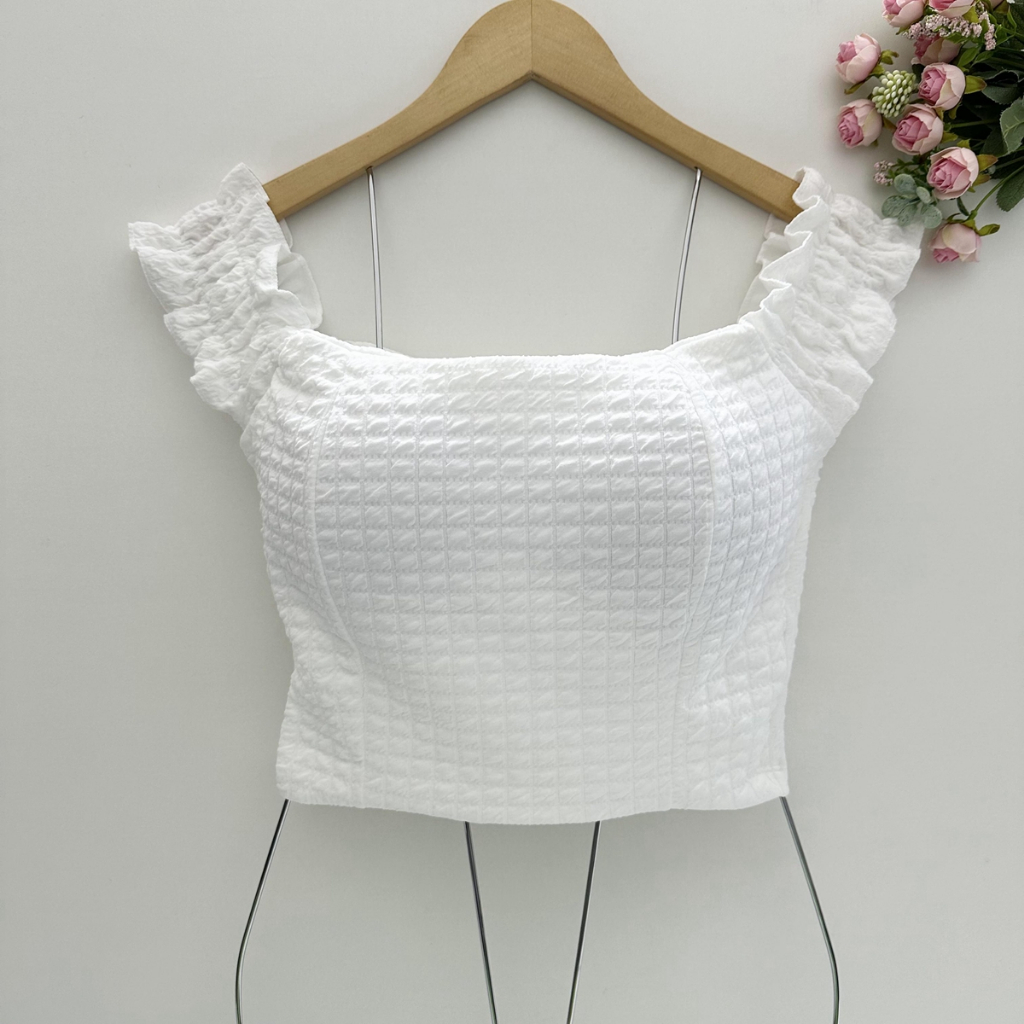 Top Cropped Cropt Blusinha Tecido Bubble Moda Outono | Shopee Brasil