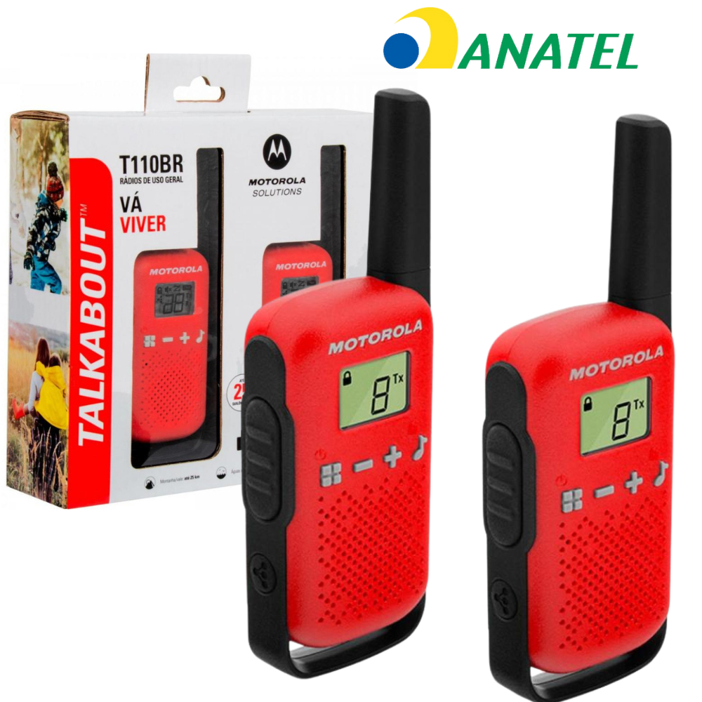 Radio Comunicador Talkabout 25KM Walkie Talkie T110BR Motorola Com Selo ...