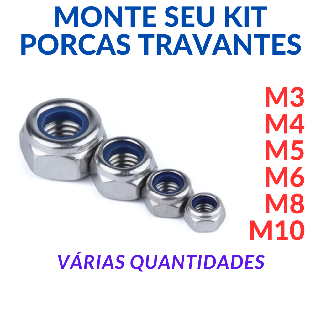 Porcas Sextavadas Travante MA (M3 a M10) - com inserto nylon | Shopee ...