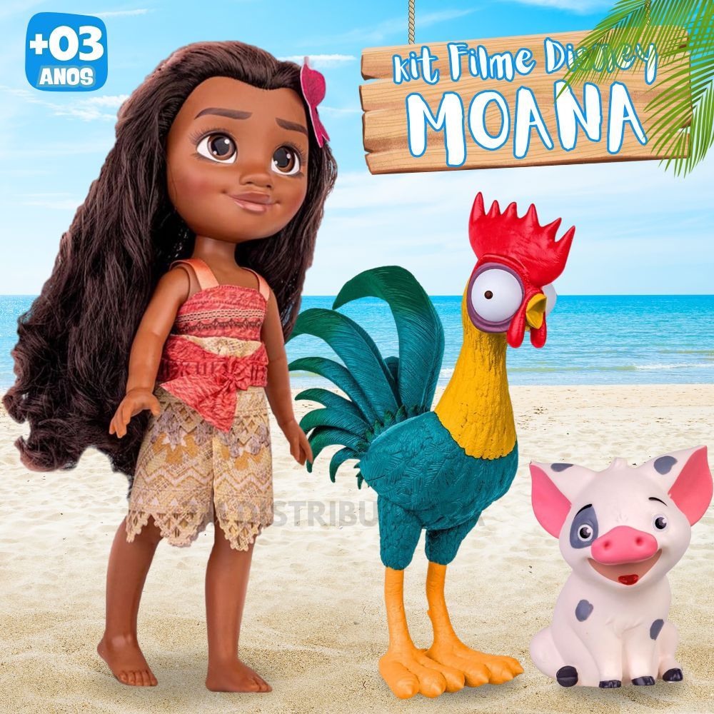 Boneca Moana Galo Hei Hei E Porquinho Pua Kit Filme Moana Completo ...
