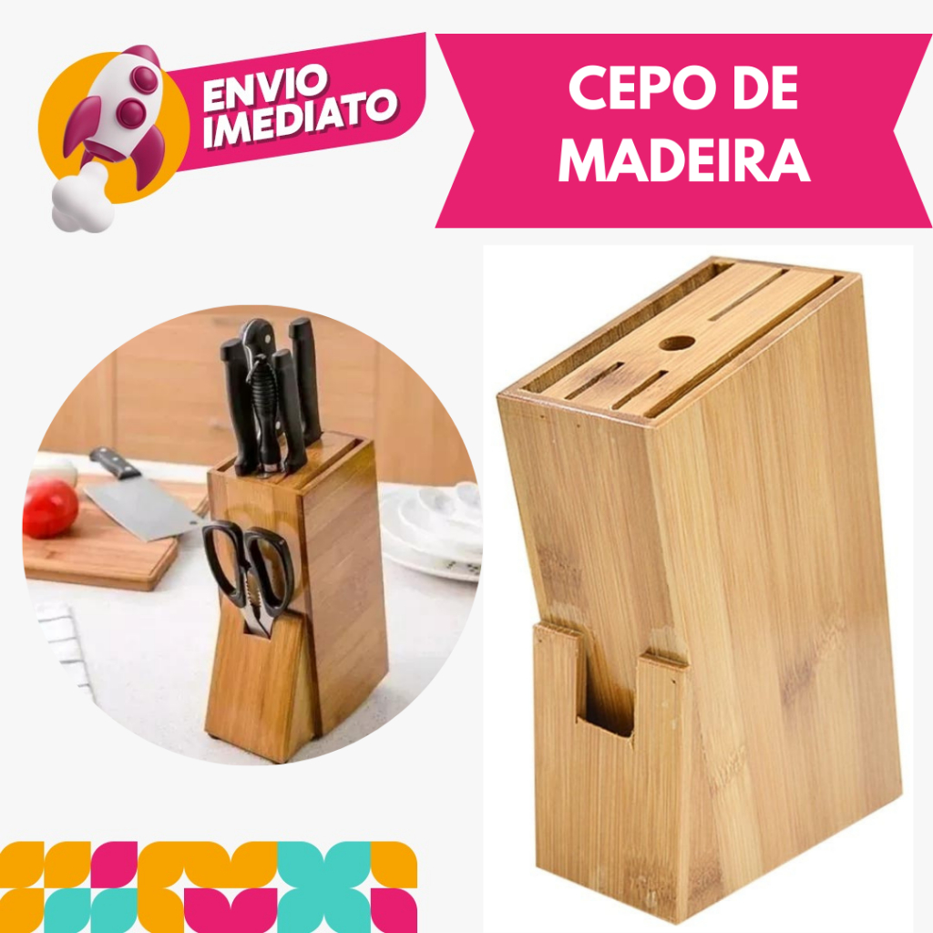 Cepo Porta Suporte Facas Tesouras Cutelo Chaira Organizador Utensílios ...