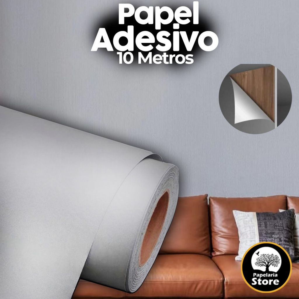 Papel Adesivo Auto Colante 45cm x 10m Envelopamento Vinil Cinza Liso ...
