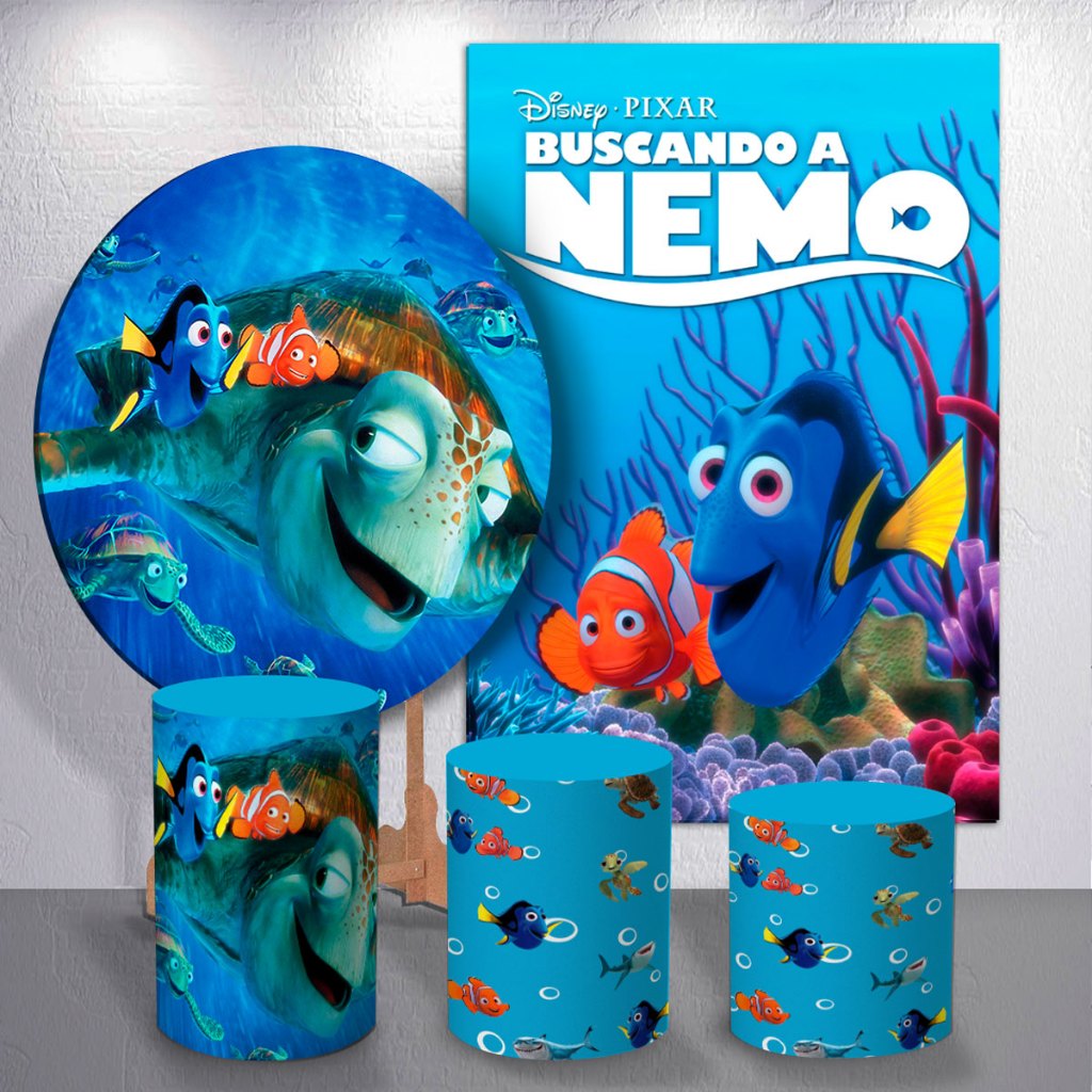 PAINEL FESTA NEMO PEIXE REDONDO RETANGULAR TRIO CAPAS DE CILINDRO P M G ...