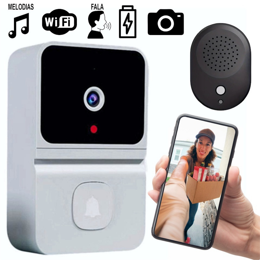 Campainha Sem Fio Com Câmera Wifi Smart T23 Interfone Áudio e Vídeo Porteiro Digital | Shopee Brasil