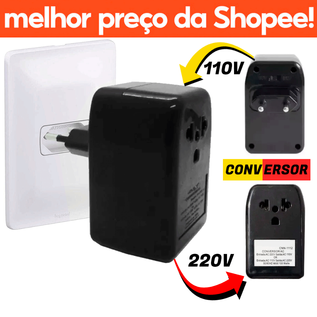 Conversor Transformador De Energia Voltagem Bivolt 110V Para 220V | Shopee Brasil