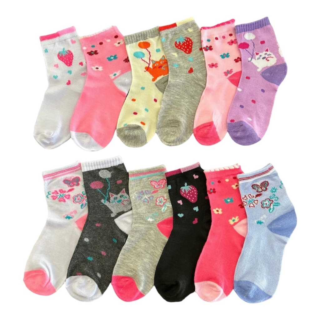 Kit 12 Pares Meia Infantil Estampadinha\lisa Menino Feminino criança A ...