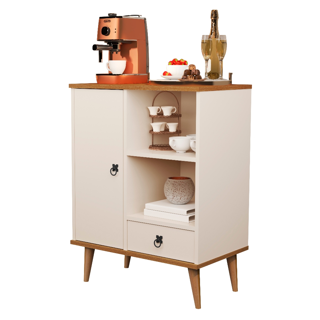 Aparador / Buffet Tip Top Com Pés Palito Classic Retrô Cor Off / Freijó ...