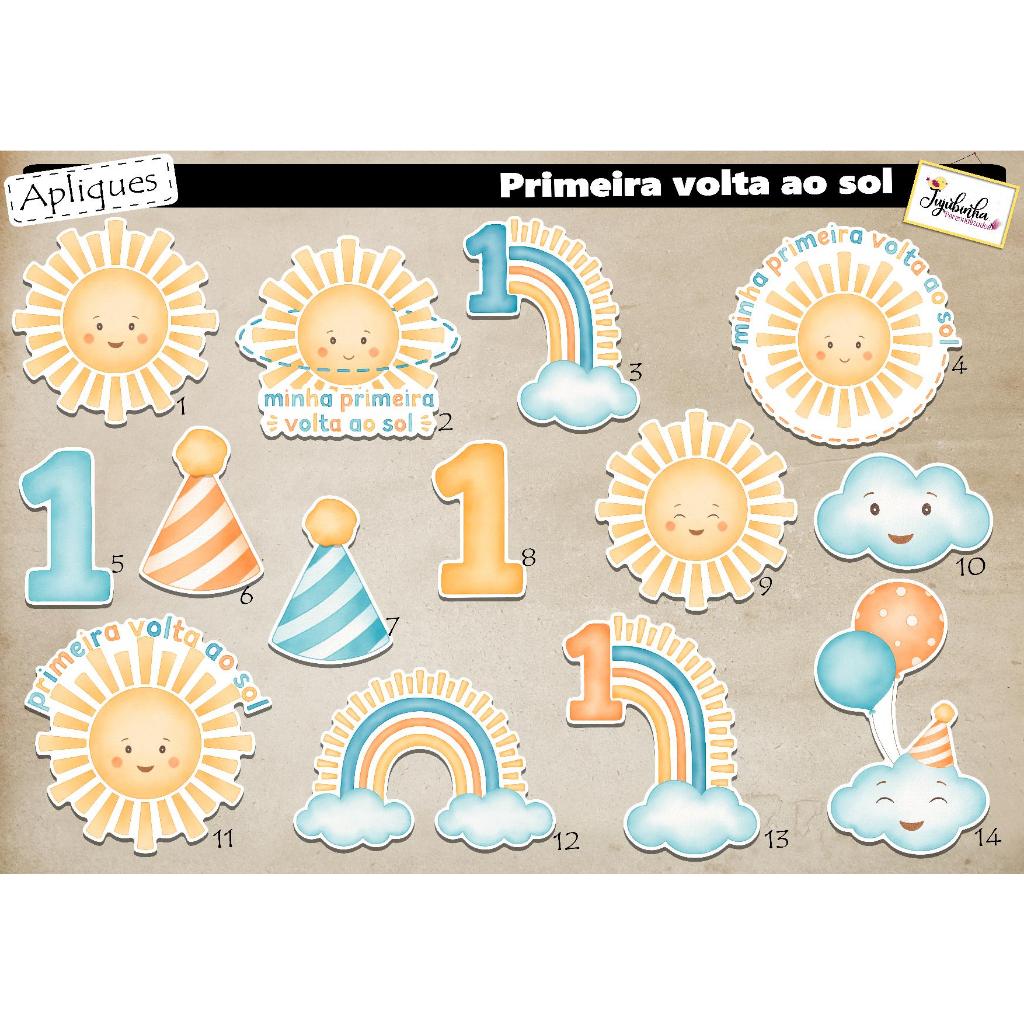 RECORTES PRIMEIRA VOLTA AO SOL DECORAÇÃO FESTAS INFANTIS LEMBRANCINHAS ...