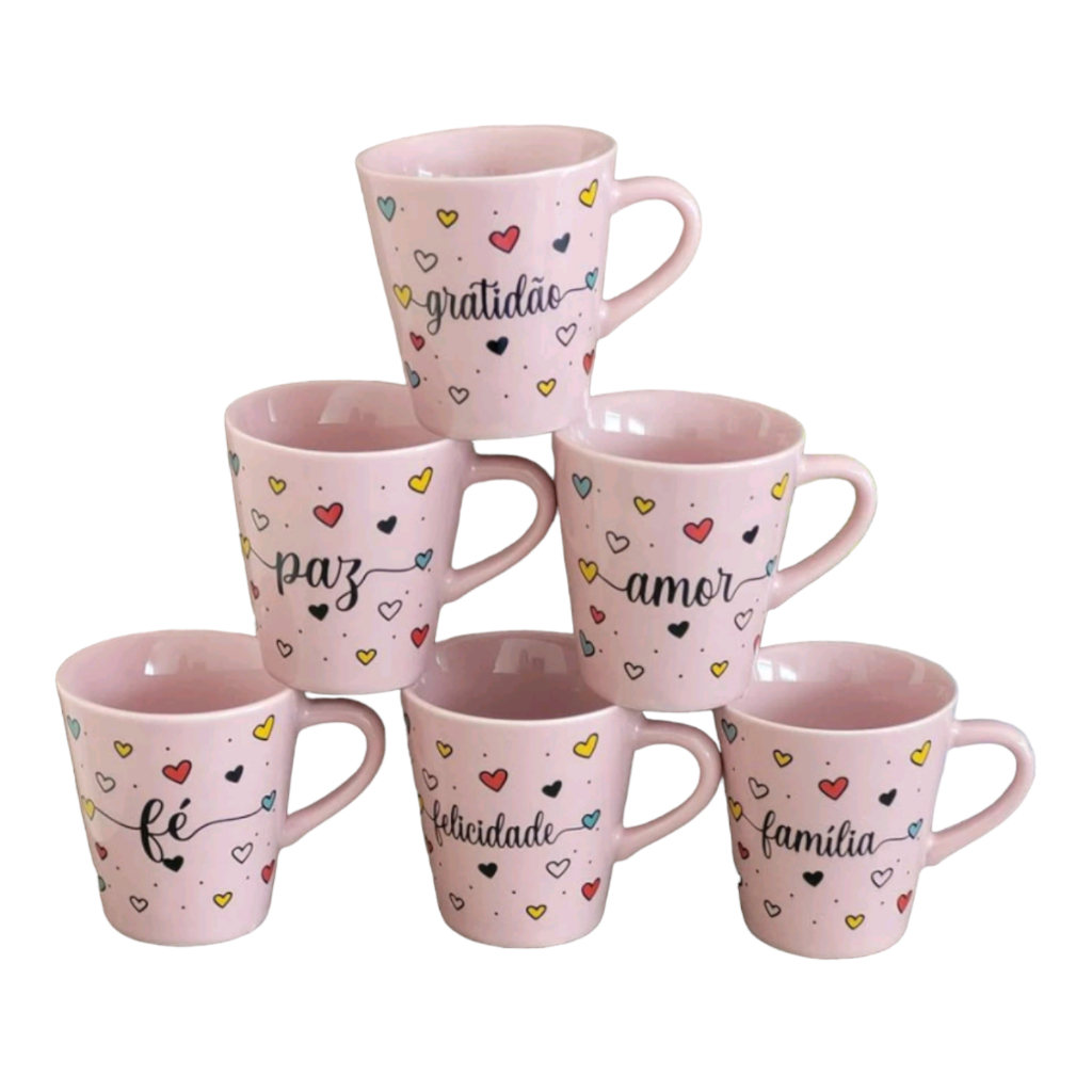 Jogo 6 xícaras café 120ml porcelana decorada | Shopee Brasil