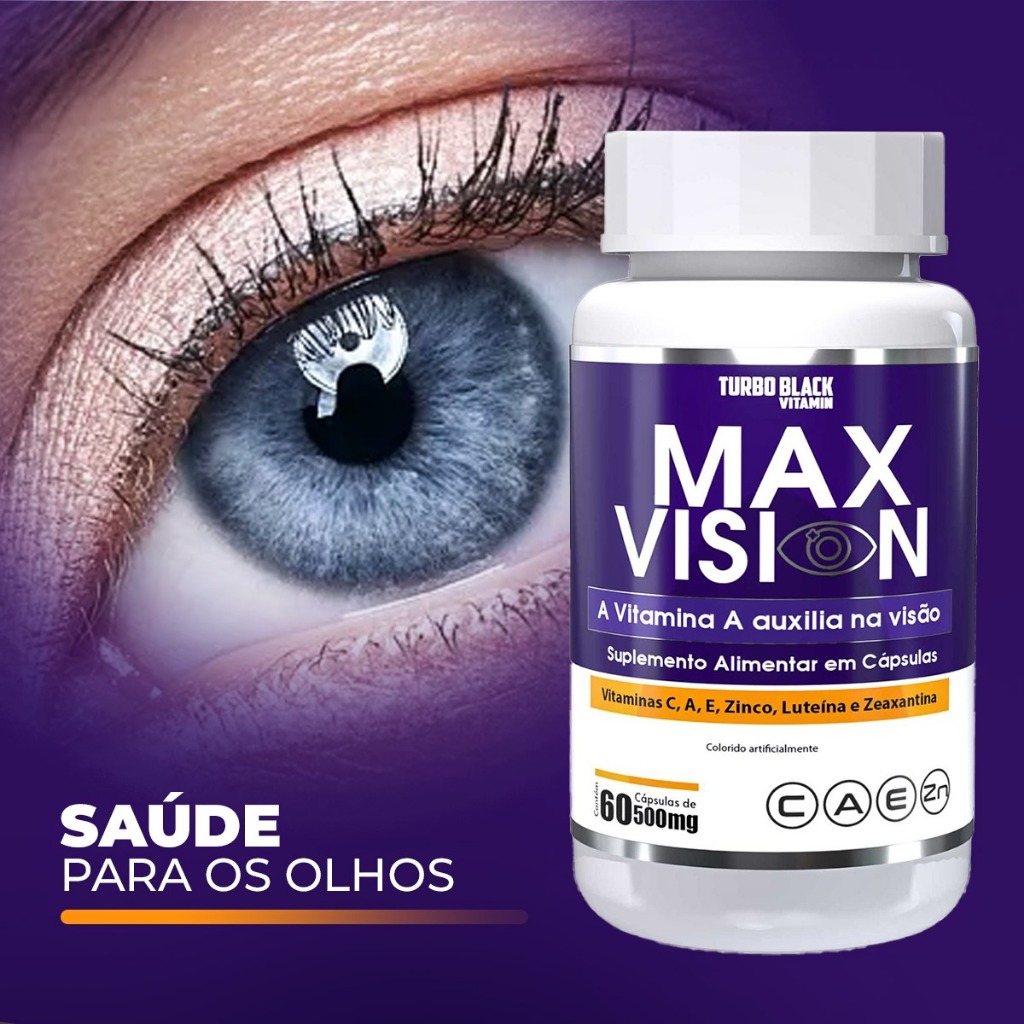 Max Vision Turbo Black Luteína Zeaxantina Astaxantina 60 Cápsulas para Olhos Visão | Shopee Brasil