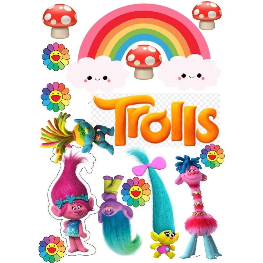 Topo de bolo OS TROLLS personalizado com nome | Shopee Brasil