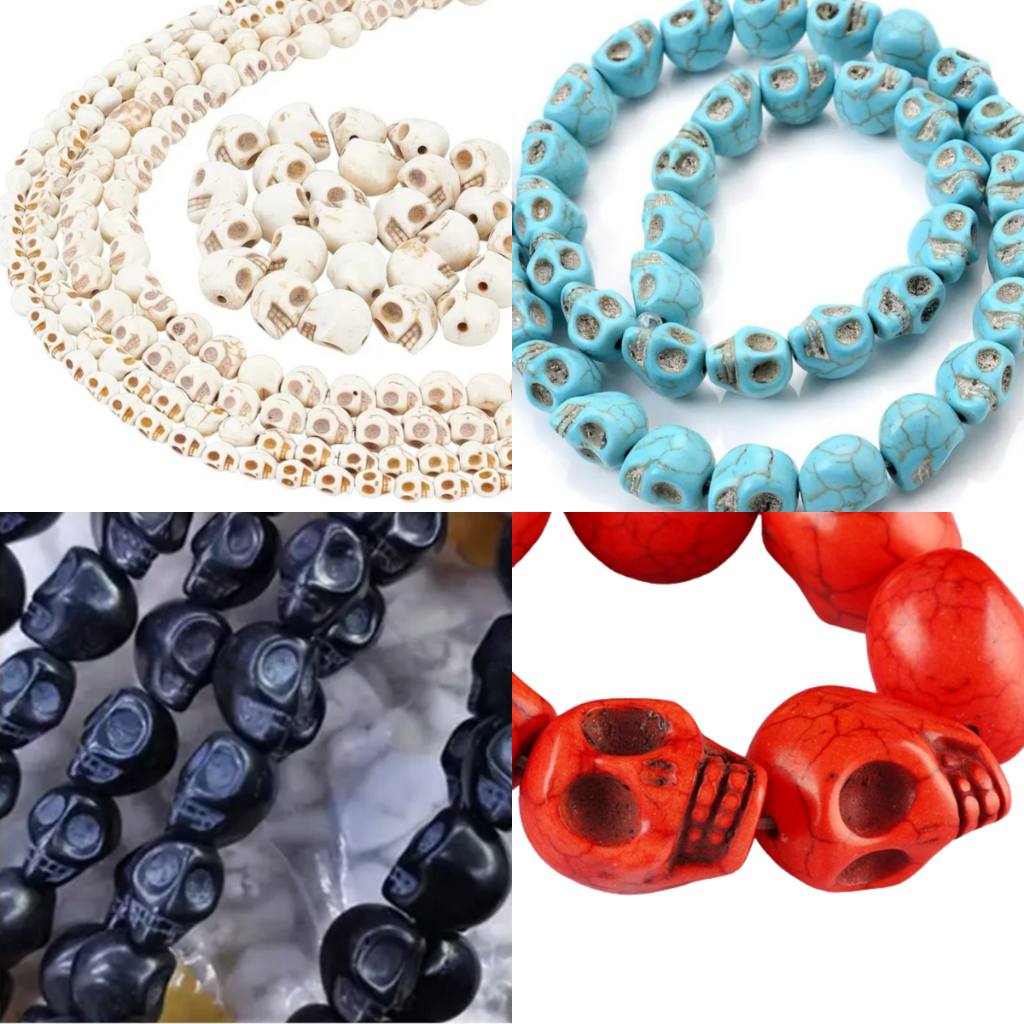 Fio De Howlita Caveira Diversas Cores 8mm 40 Contas P/ Artesanato ...