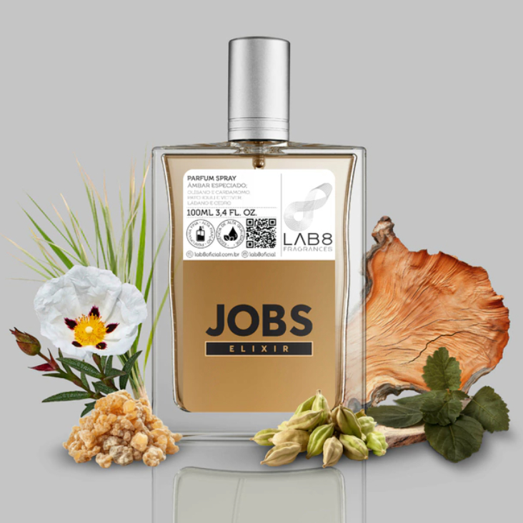 Perfume Masculino Jobs Elixir LAB8 EDP 100ml | Amadeirado Âmbar Especiado | Intenso, Quente e ...