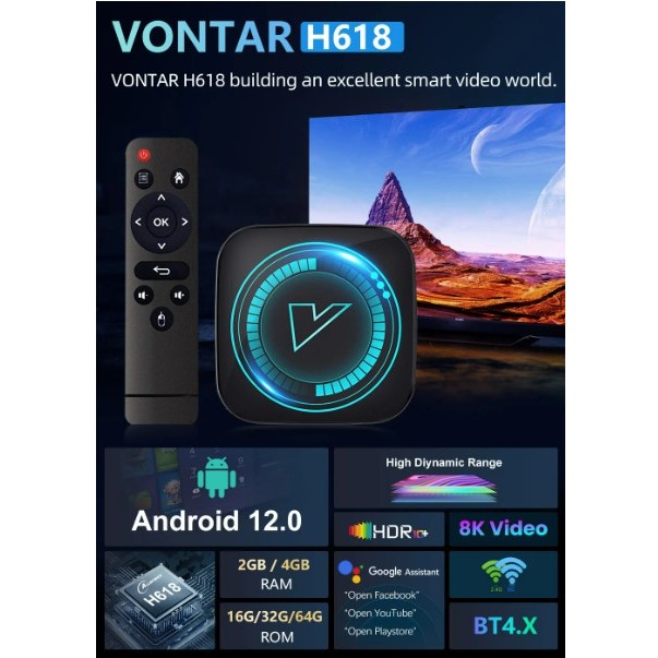 VONTAR TV Box Android 12 Allwinner H618 - Escorrega o Preço