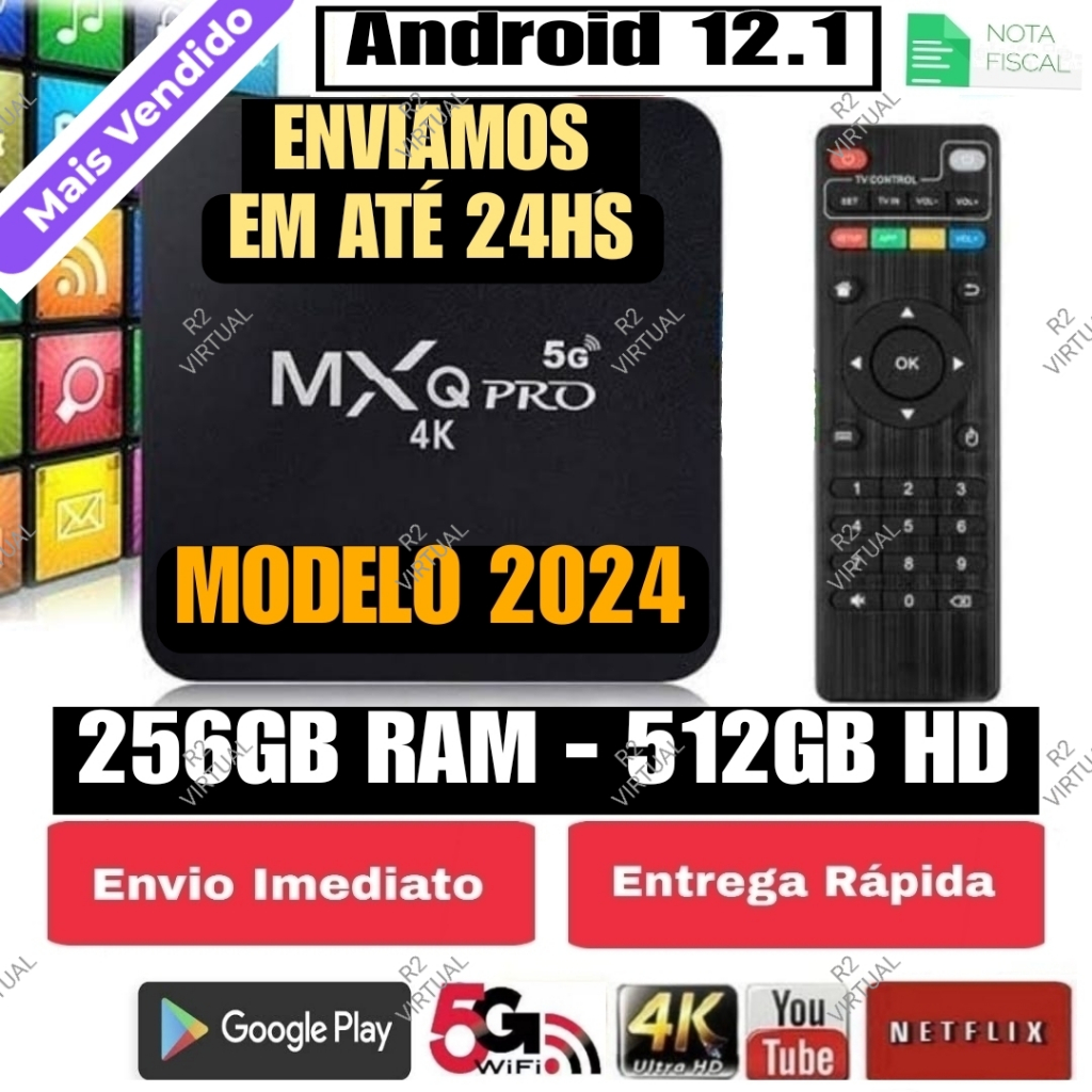 Conversor Smart Tv 256GB RAM - 512GB HD 5G WIFI HDMI - Escorrega o Preço