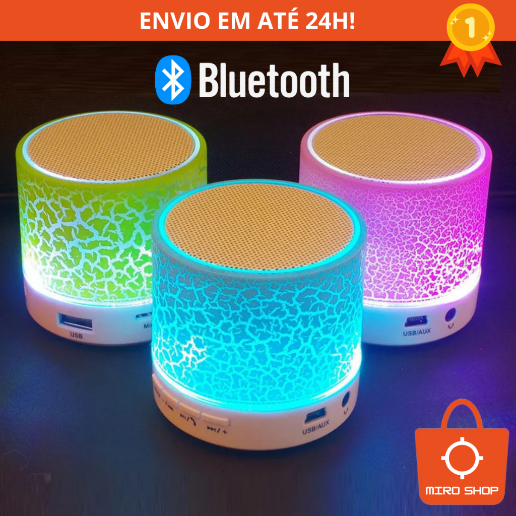 Mini Caixinha De Som Bluetooth Com Radio FM USB Luz LED RGB MP3 Caixa ...