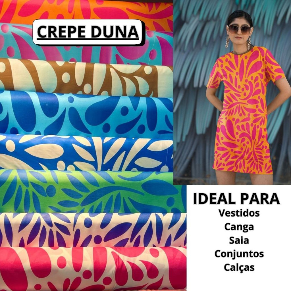 Crepe Duna Gotas Cores para Pano Vestido Canga Conjunto Blusinha ...