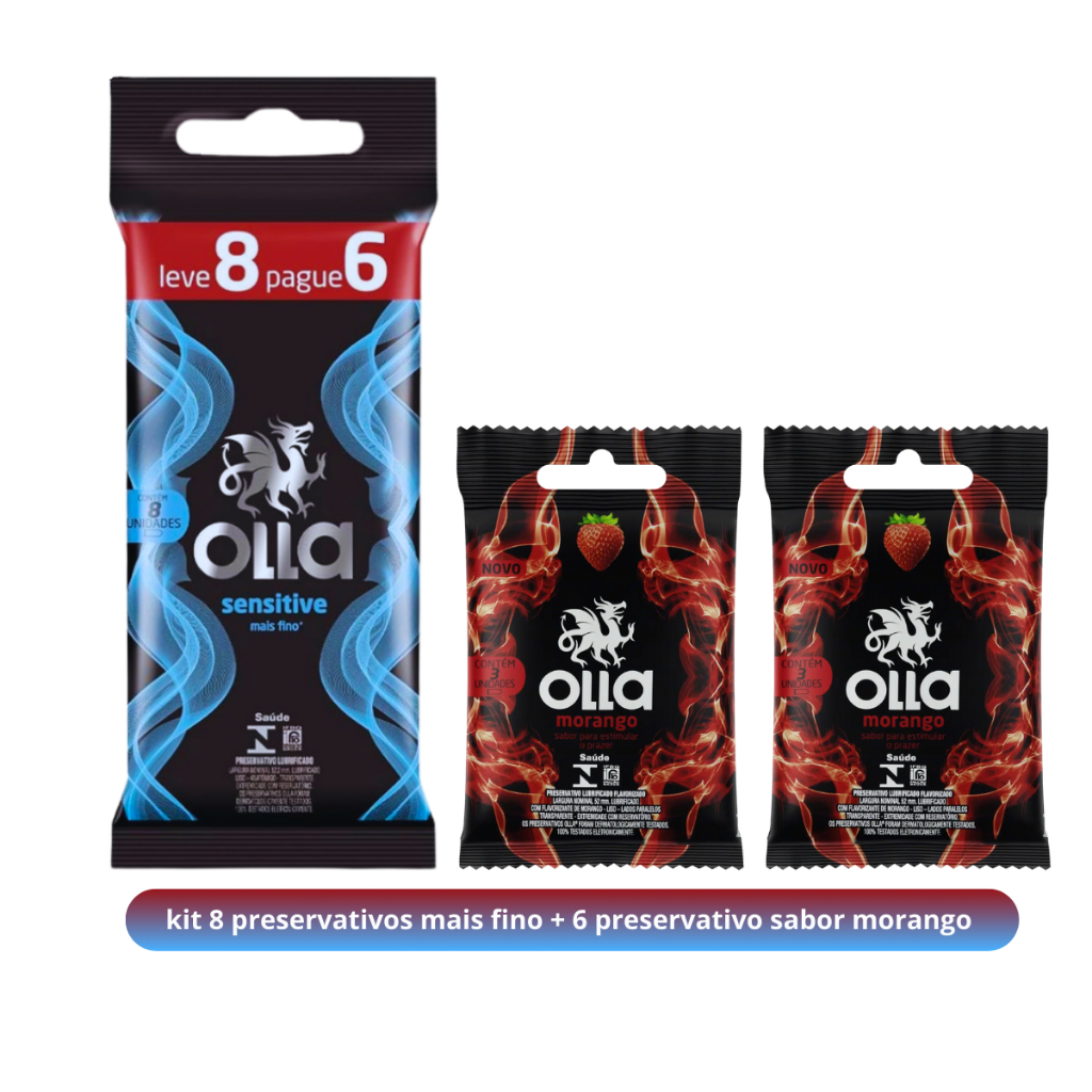 kit olla sensitive mais fino 8 unidades + olla morango 6 unidades ...