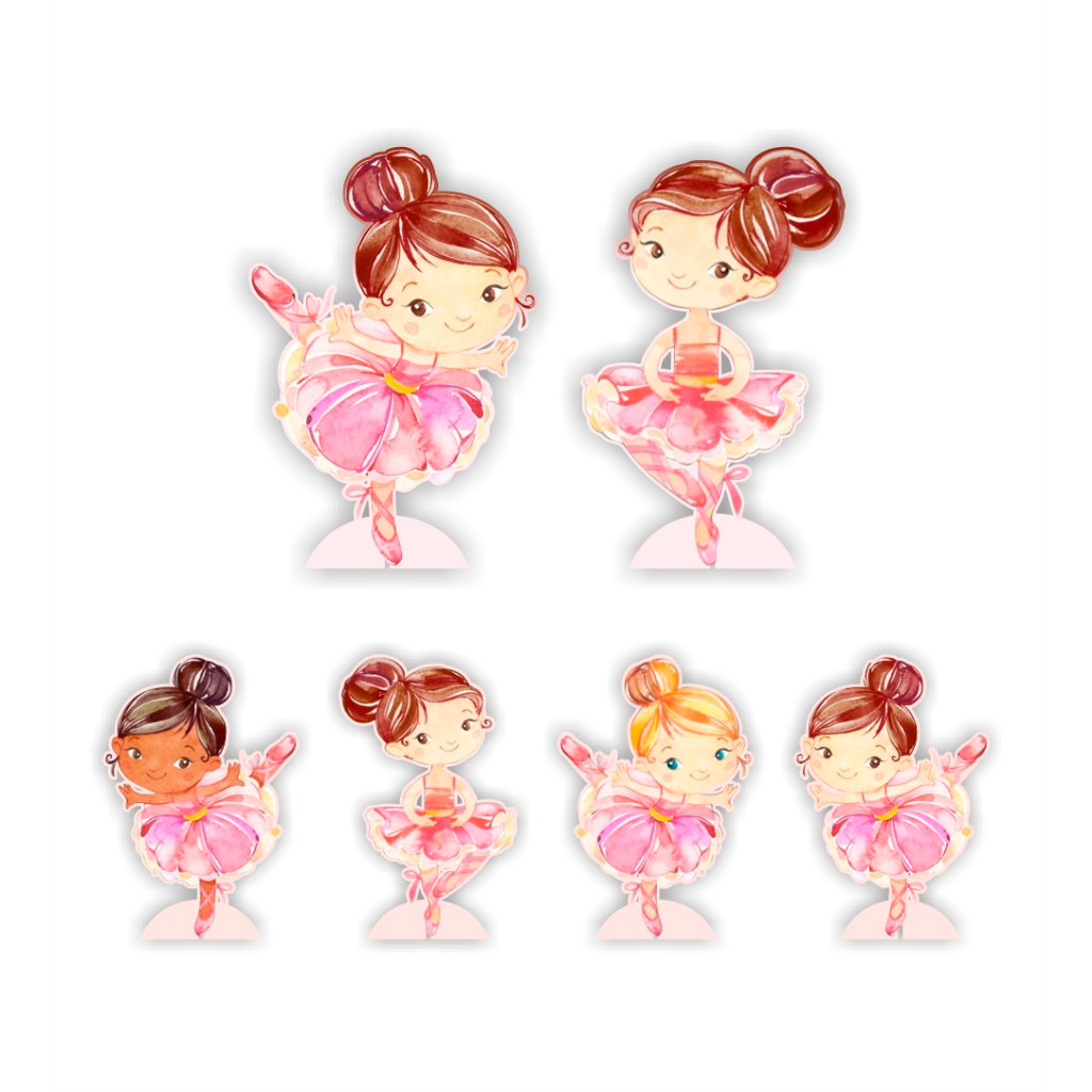 Kit Festa Bailarina Aquarela Displays 6 peças Totens para Decoração de ...