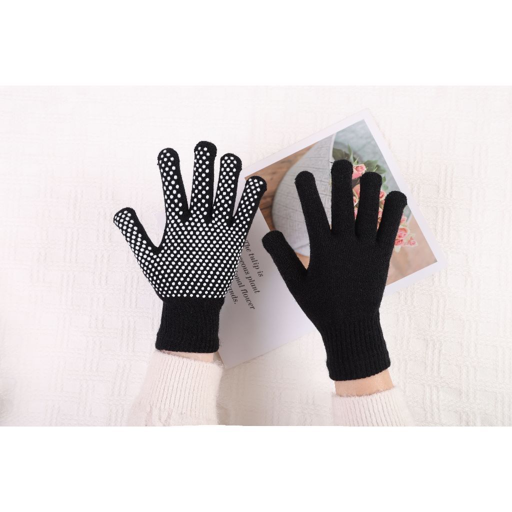 Luva de frio Antiderrapante de Lã - Malha preta - masculina/feminina ...