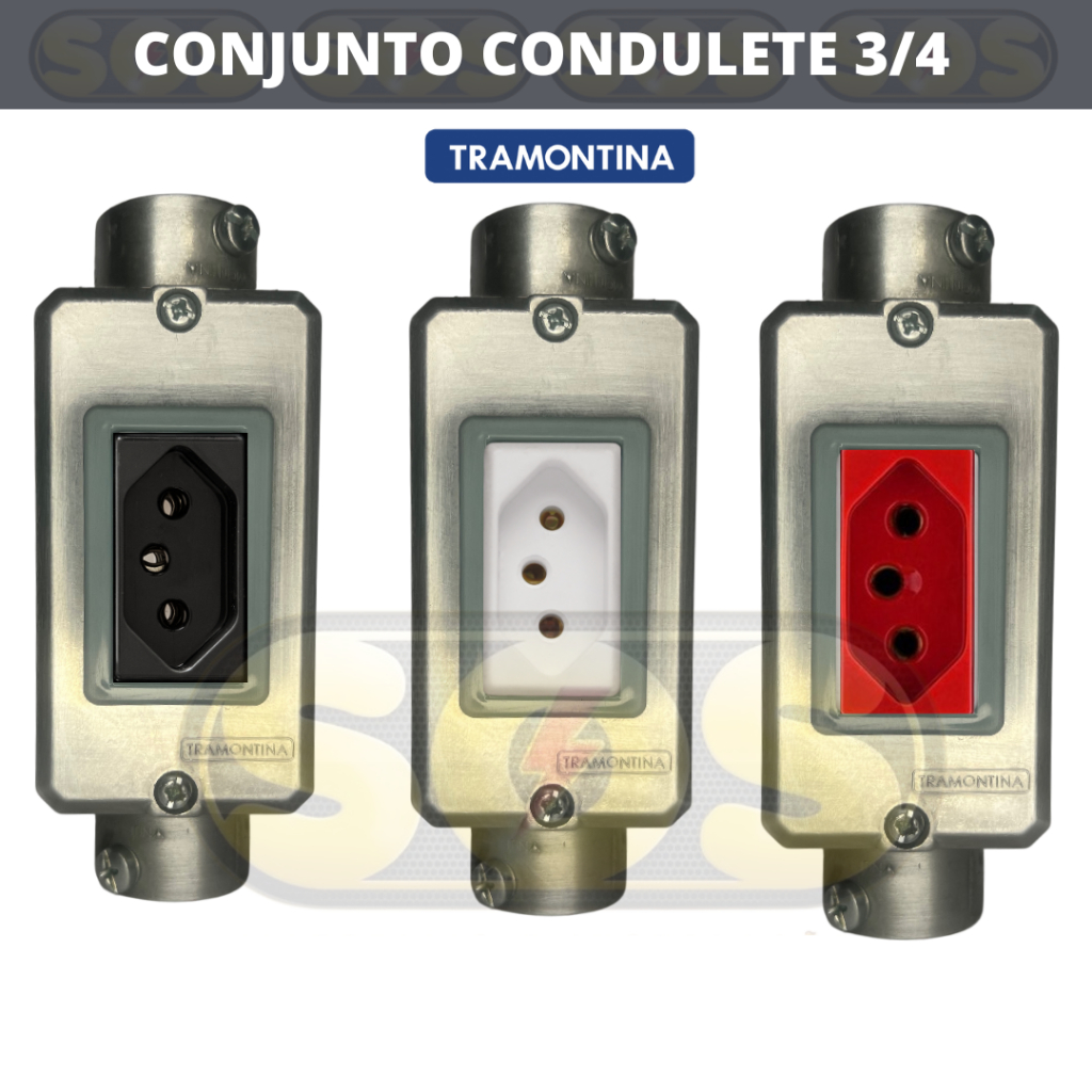 Conjunto Condulete 3/4 com 1 tomada 20A em aluminio tramontina | Shopee ...