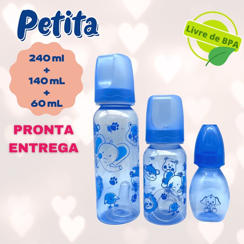 3 Mamadeiras Para Bebê c/ 3 Unidades 240ml 140ml 60ml | Shopee Brasil