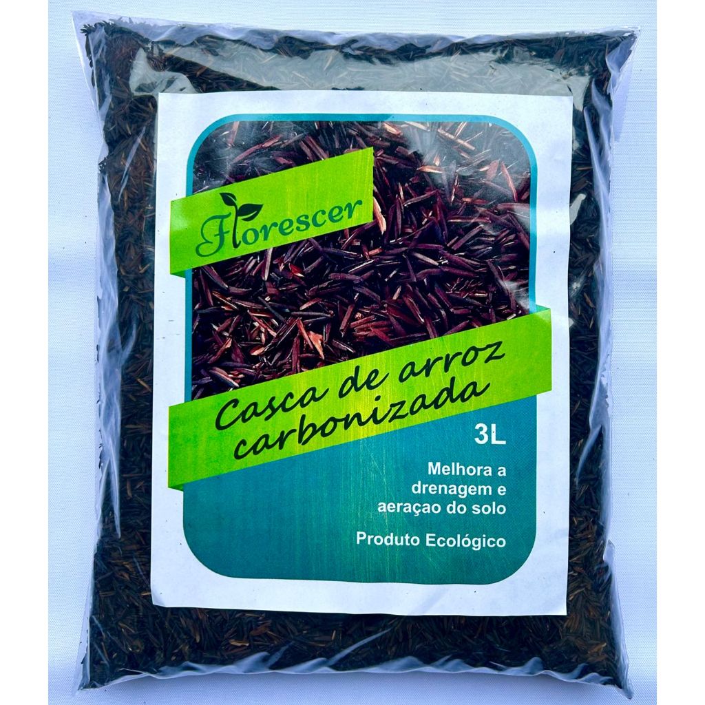 Casca de Arroz Carbonizada 3 Litros - Florescer | Shopee Brasil