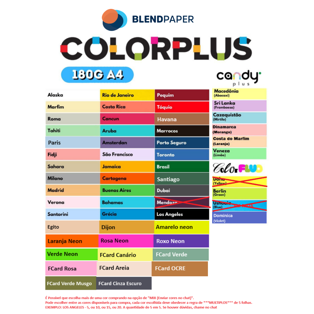 Papel Color Plus 180g - A4 Massa Colorida - 50 Folhas várias cores ...