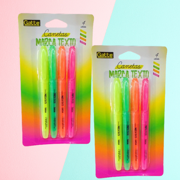 Marca Texto Gatte (Kit 4marca-textos Neon) | Shopee Brasil