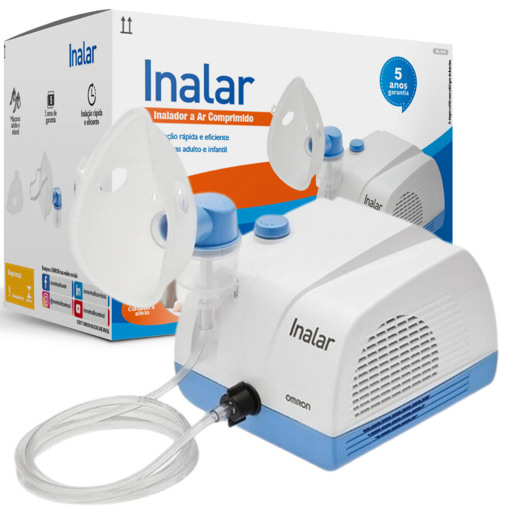 Inalar Omron Inalador Compressor Pneumático NE-C701 Adulto e Infantil ...