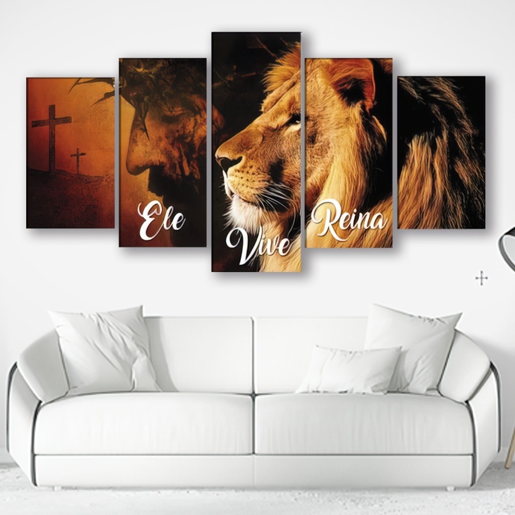 Quadro De Parede Decorativo Leao Juda Ele Vive Reina N Jesus Cristo ...