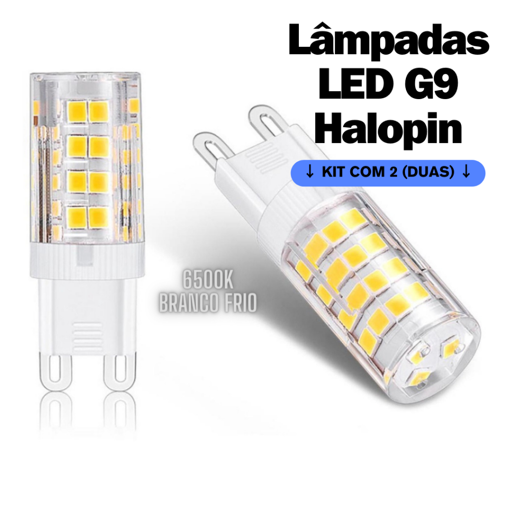 Kit com 02 Lâmpadas Led G9 Halopin 5w Bivolt Luz Branco Frio 110V 220V 6500K Soquete G9 | Shopee ...