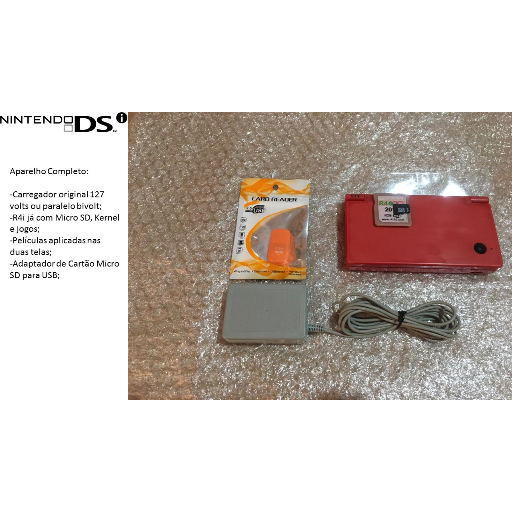 Nintendo DSi Red Desbloqueado (Pacote de jogos) + Carregador ...