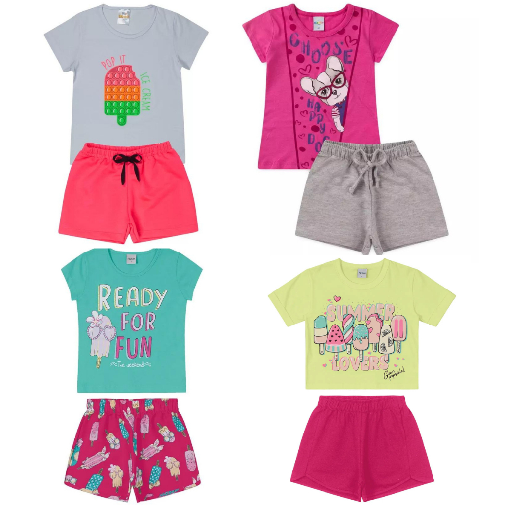 Kit 6 Peças de Roupas Infantil Menina -Kit com 3 Conjuntos SORTIDOS ...