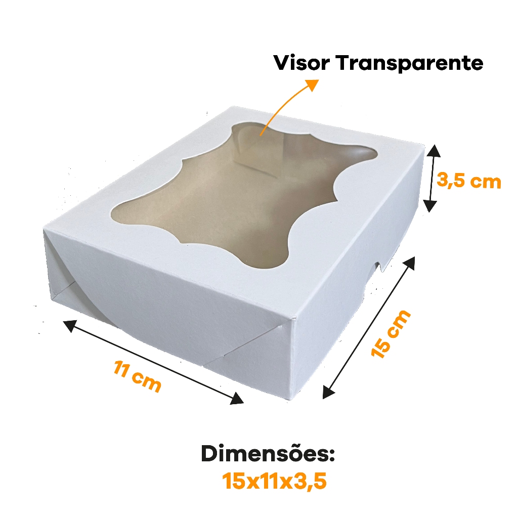 Caixa com Visor 15x11x3,5 Caixinha para Lembrancinhas Doce Presente ...