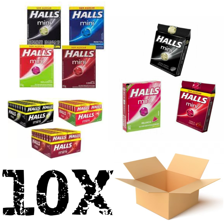 Kit caixa C/10 unidades bala halls mini Sortidas - 15g | Shopee Brasil