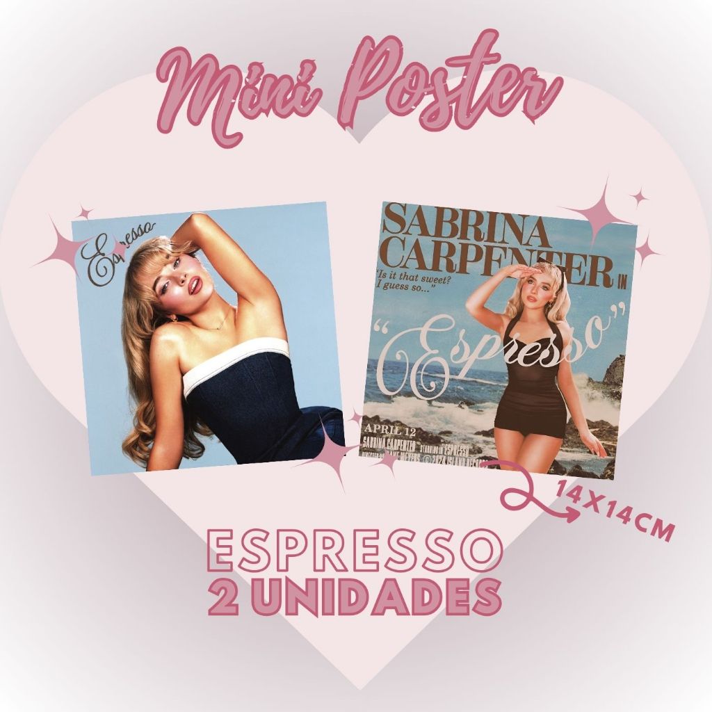 Mini Poster/Capa de Album Sabrina Carpenter Espresso FANMADE - 14x14cm ...