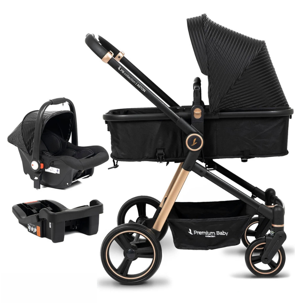 Carrinho E Bebê Conforto Travel System Moisés Aston Gold/Preto Cor Do ...