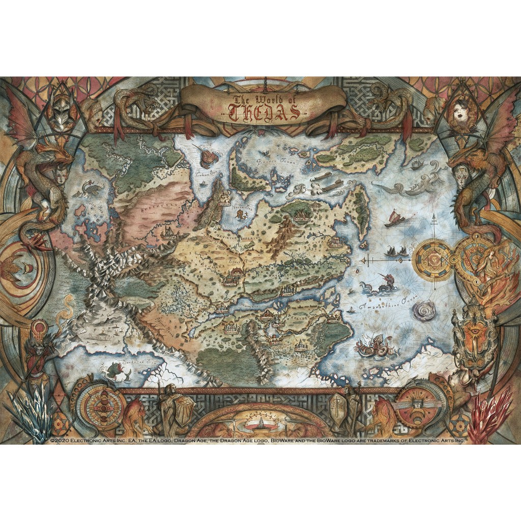 Pôster Retrô - Dragon Age Map Of Thedas - Decora - 33 Cm X 48 Cm ...