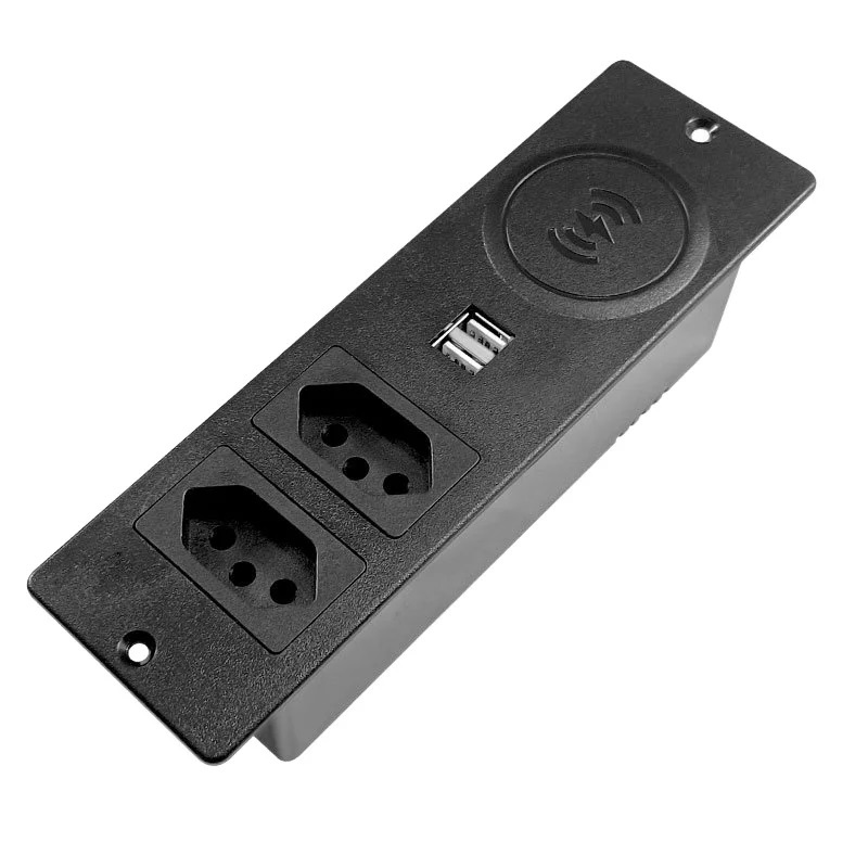 Caixa de Tomada de Embutir em Mesa 2 Tomadas Padrão Brasil 2 USB 1 ...